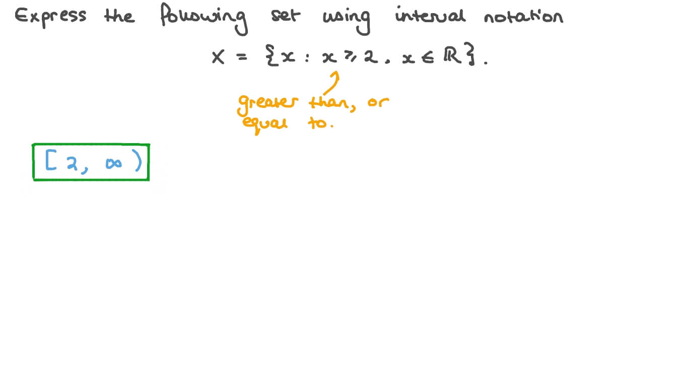 Question Video Expressing A Given Set In Interval Notation Nagwa