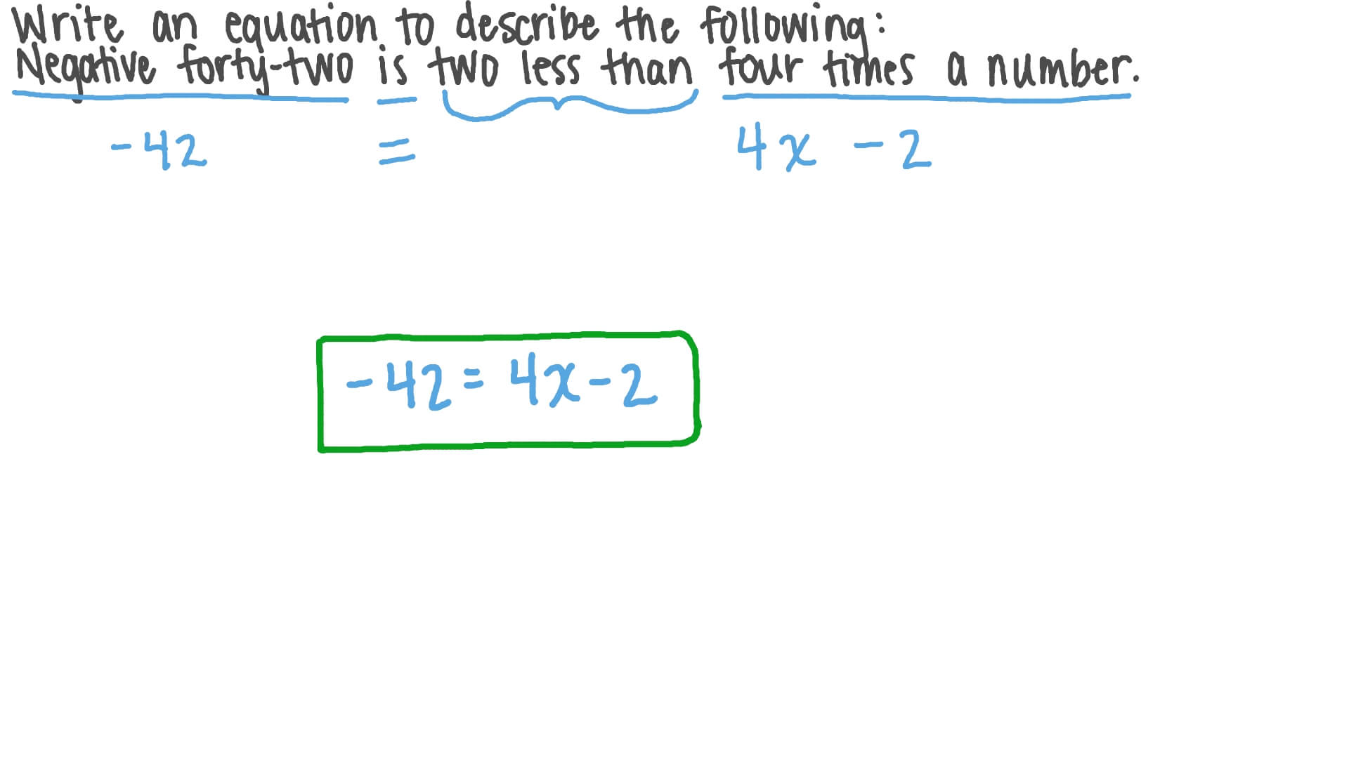 Question Video: Using Variables to Represent Numbers and Write ...