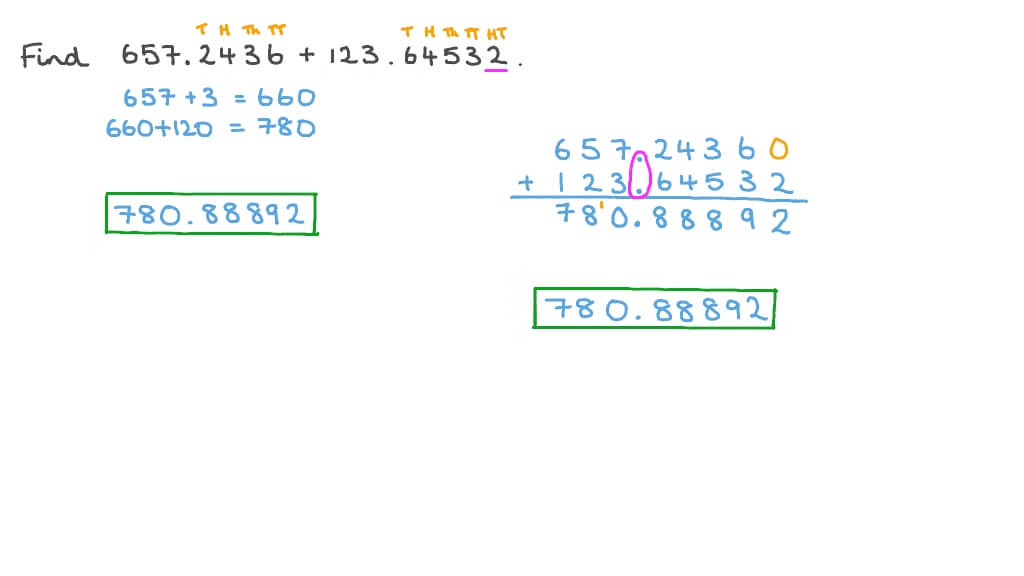 Question Video: Adding Multidigit Decimals | Nagwa