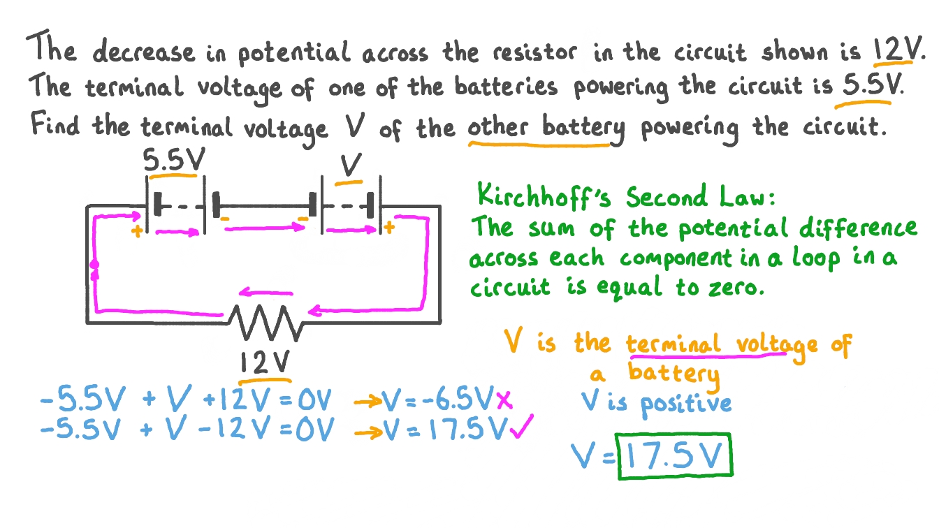 Question Video Using Kirchhoff s Second Law To Calculate Potential