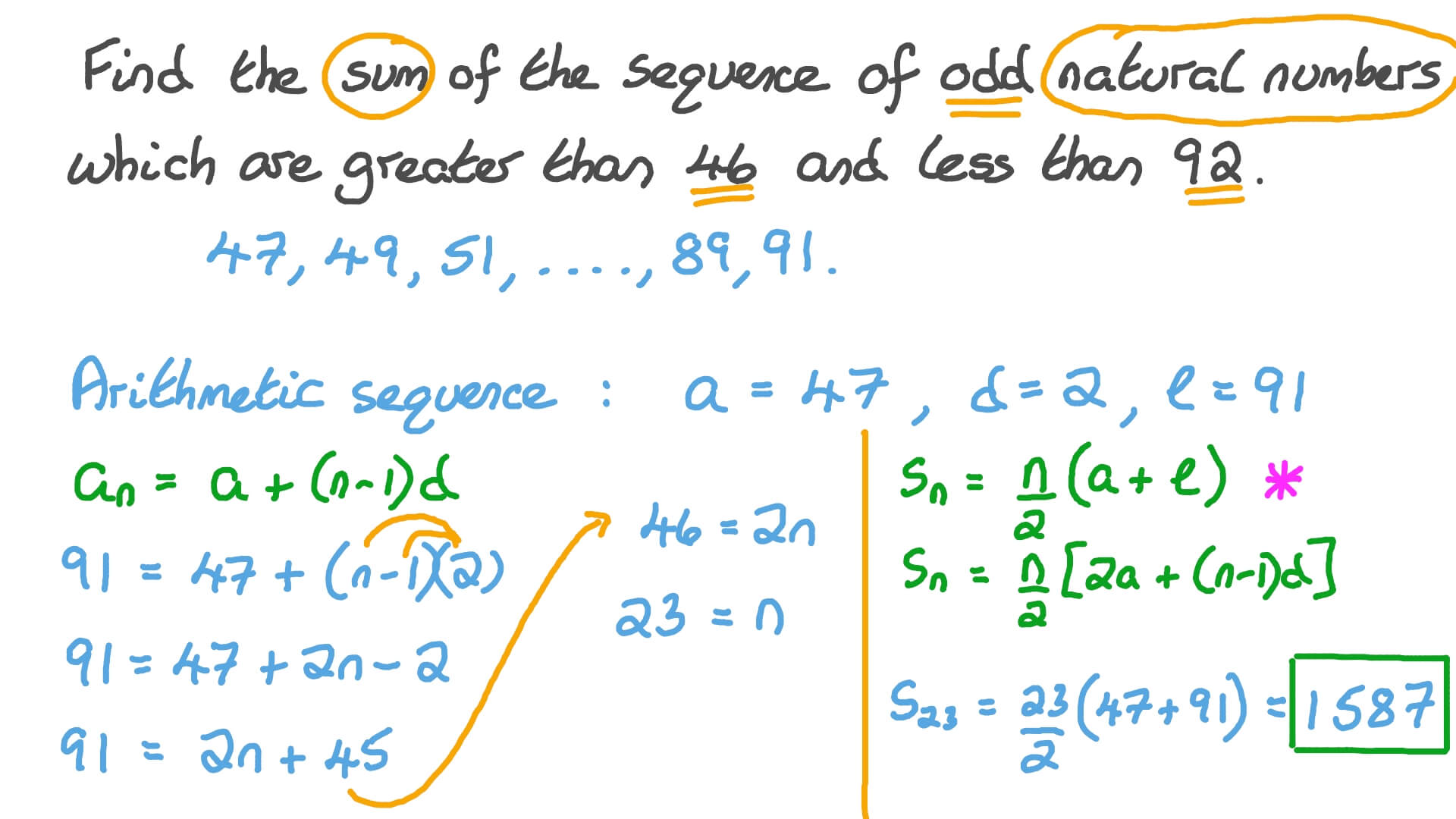 Question Video Finding The Sum Of A Given Sequence Of Odd Natural