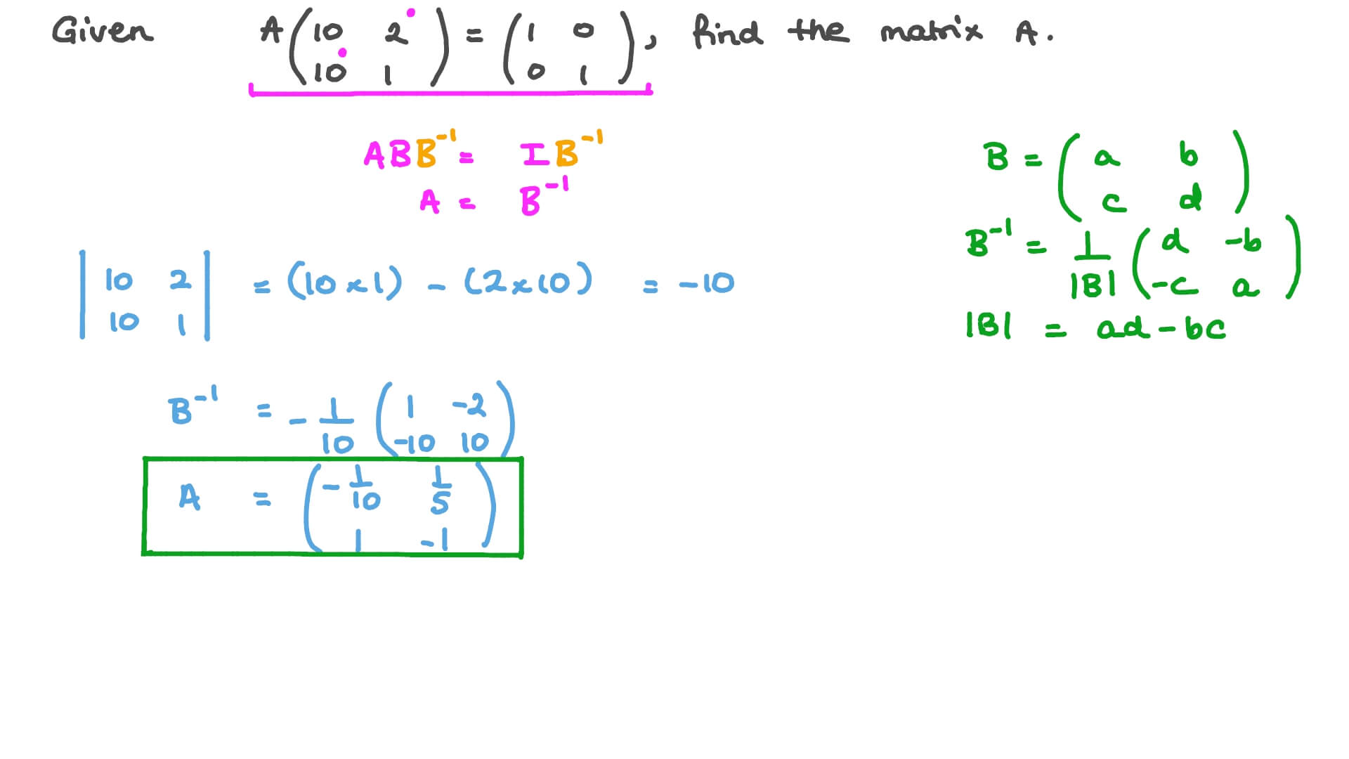 Question Video Solving A Matrix Equation By Finding The Inverse Nagwa