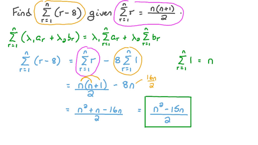 Question Video Evaluating The Sum Of An Infinite Series Using The Properties Of Summation Nagwa