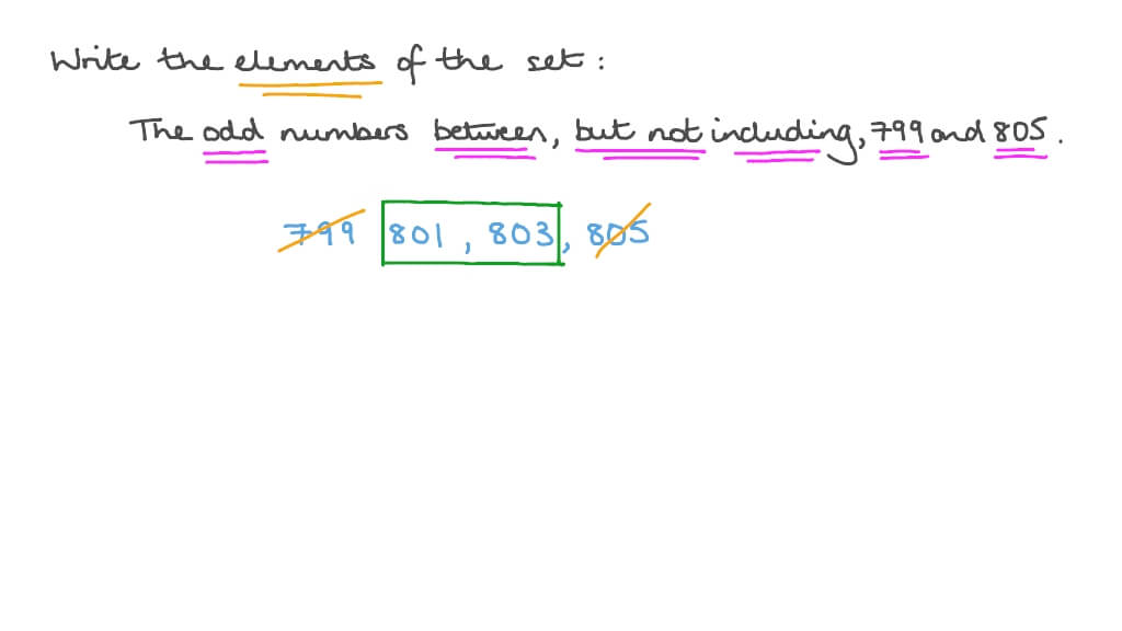 Question Video: Writing the Elements of the Set of Odd Numbers between ...