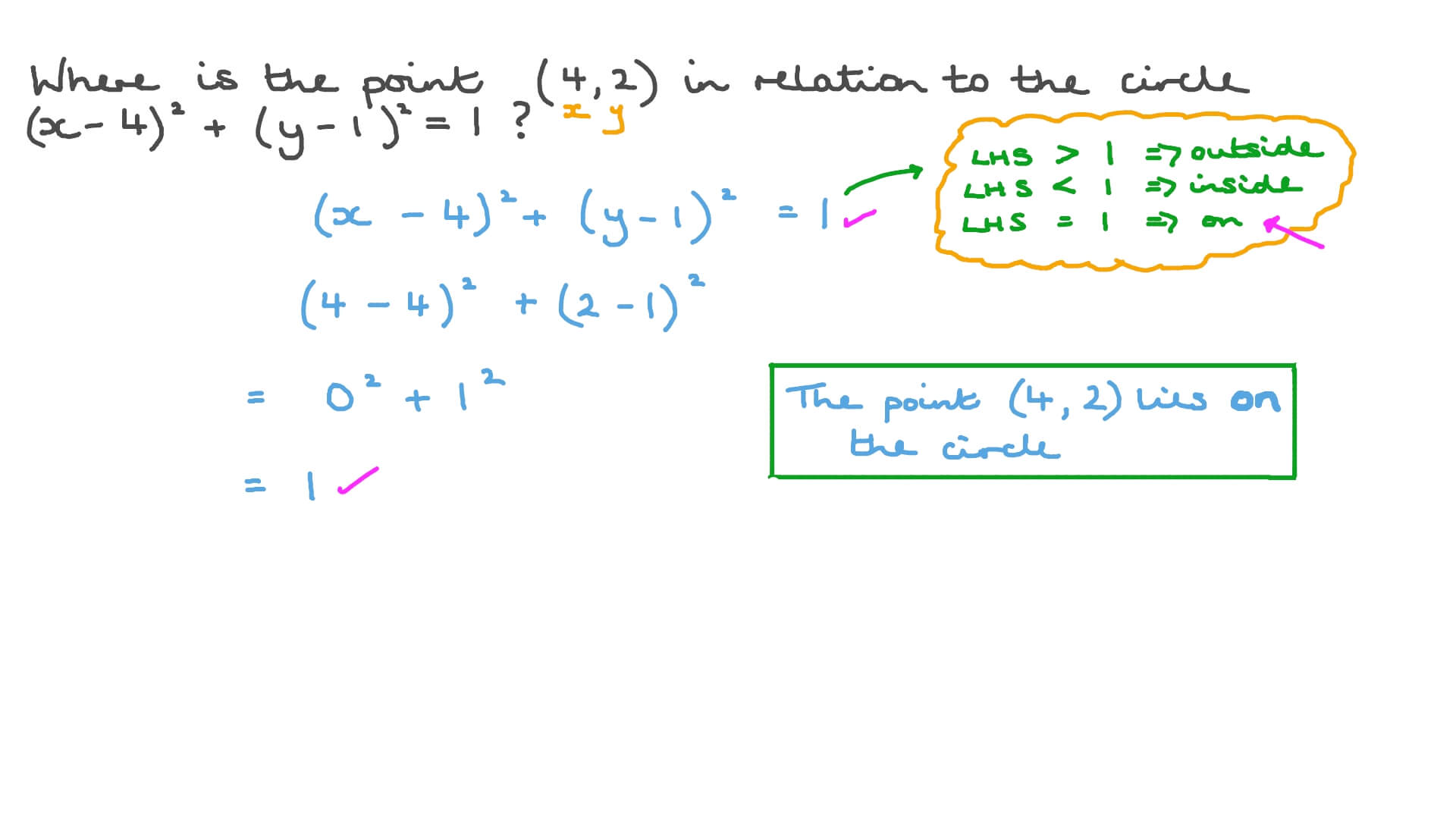 Question Video: Finding the Position of a Point with Respect to a ...