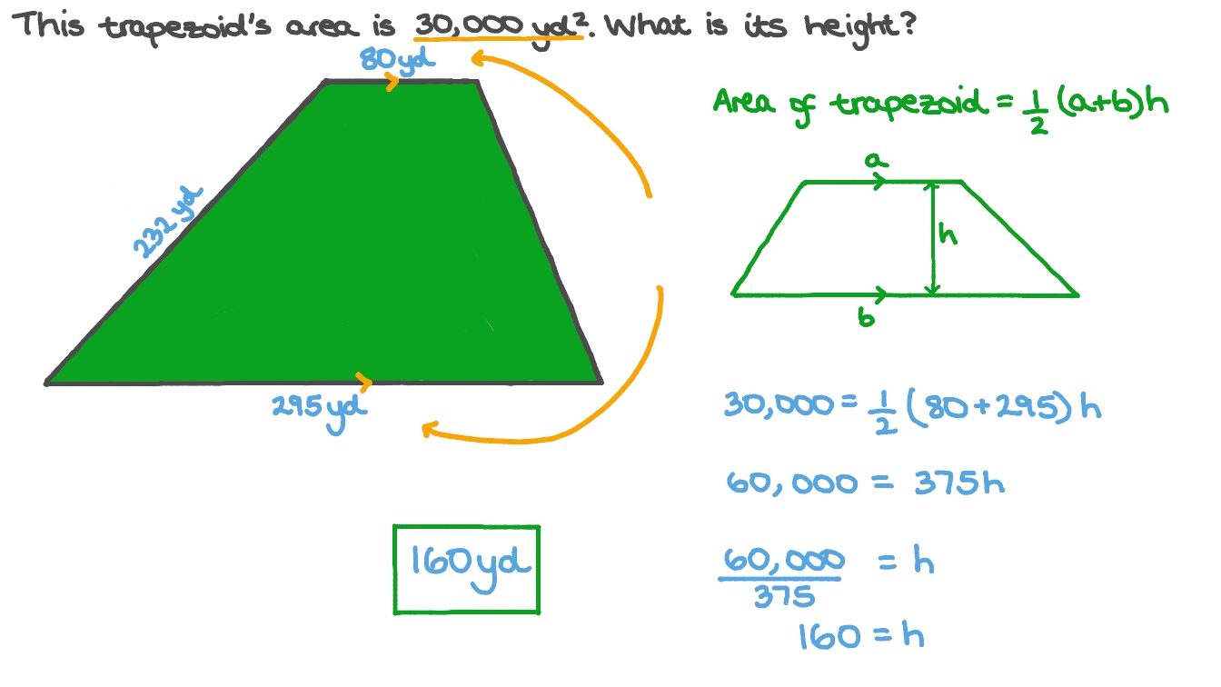 ion Video Finding The Height Of A Trapezoid Given Its Area Nagwa