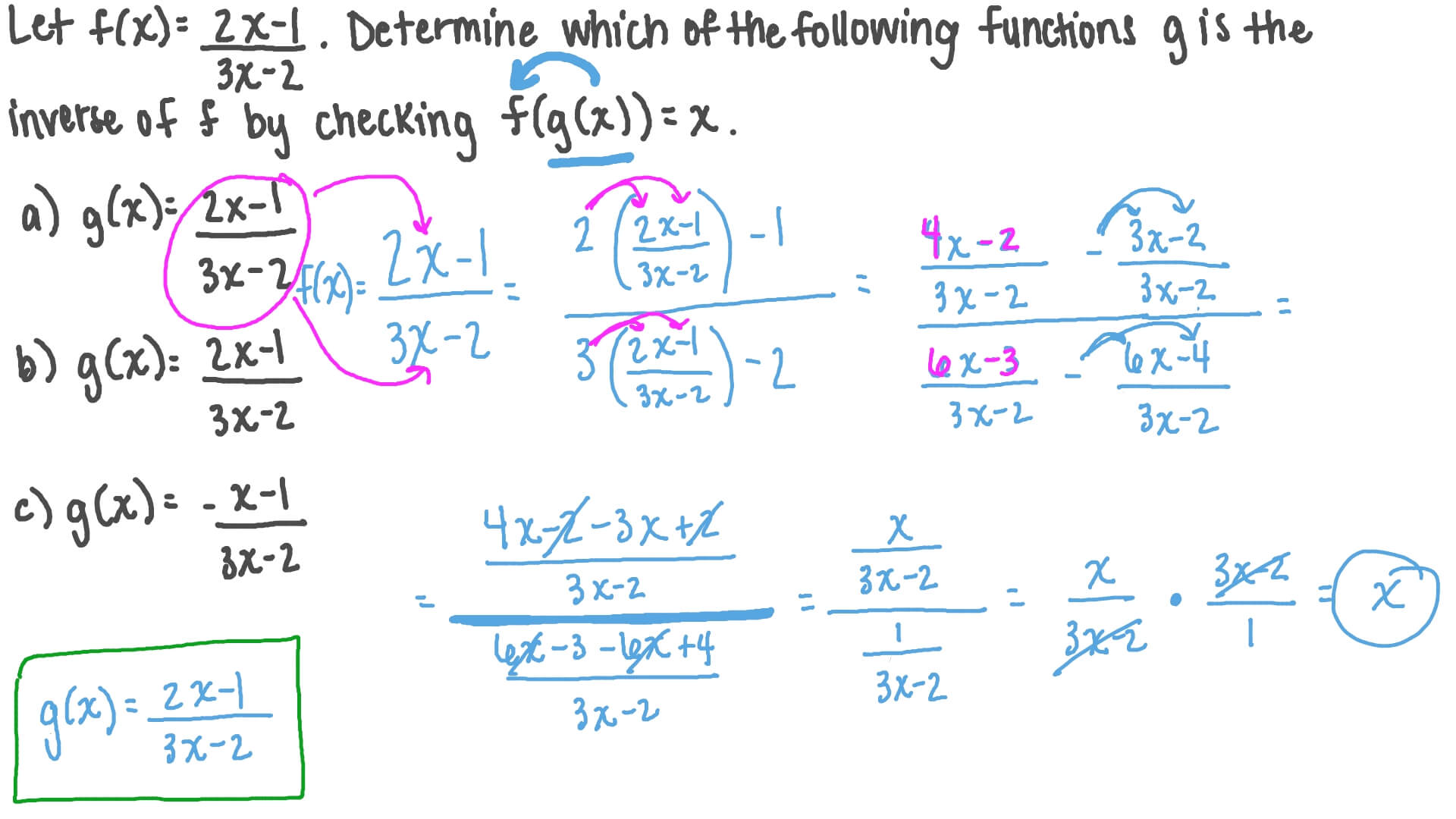 Question Video: Recognizing Inverse Functions by Composition | Nagwa