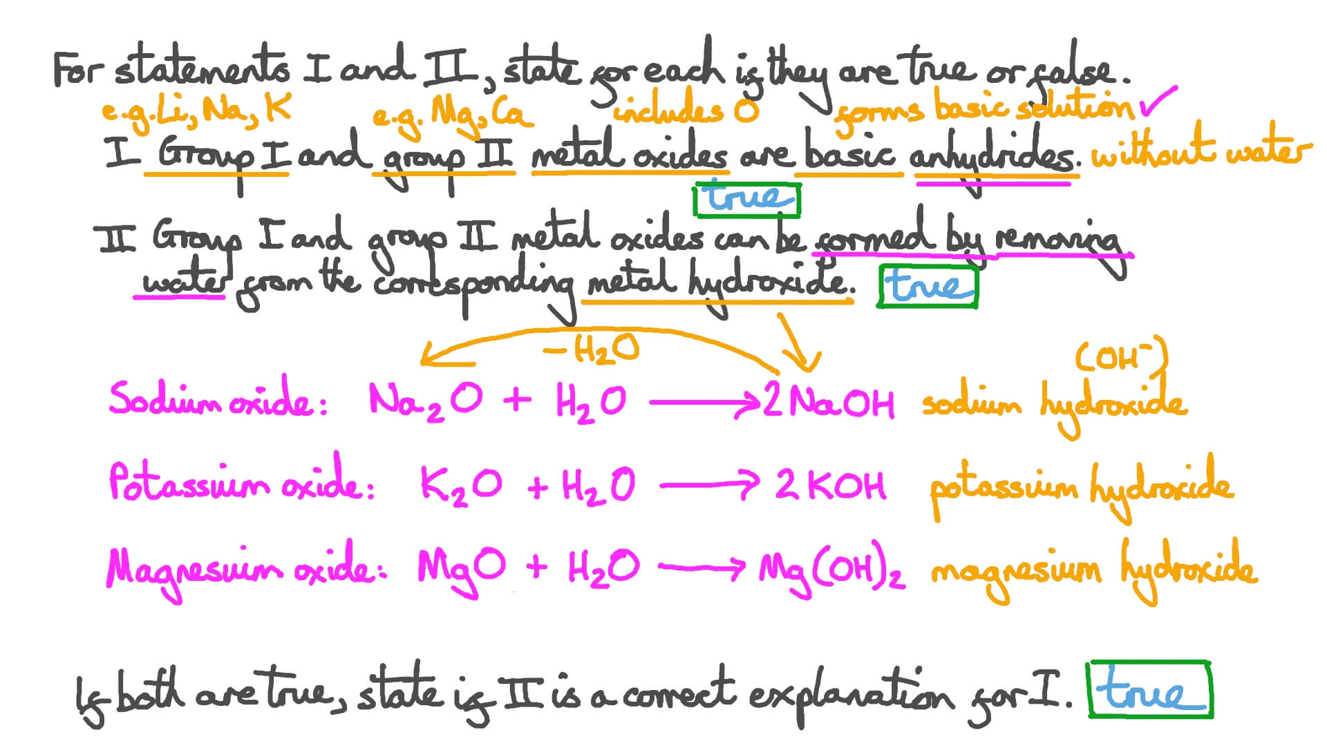 Video: Applying Knowledge of the Group 1 and Group 2 Metal Oxides and ...