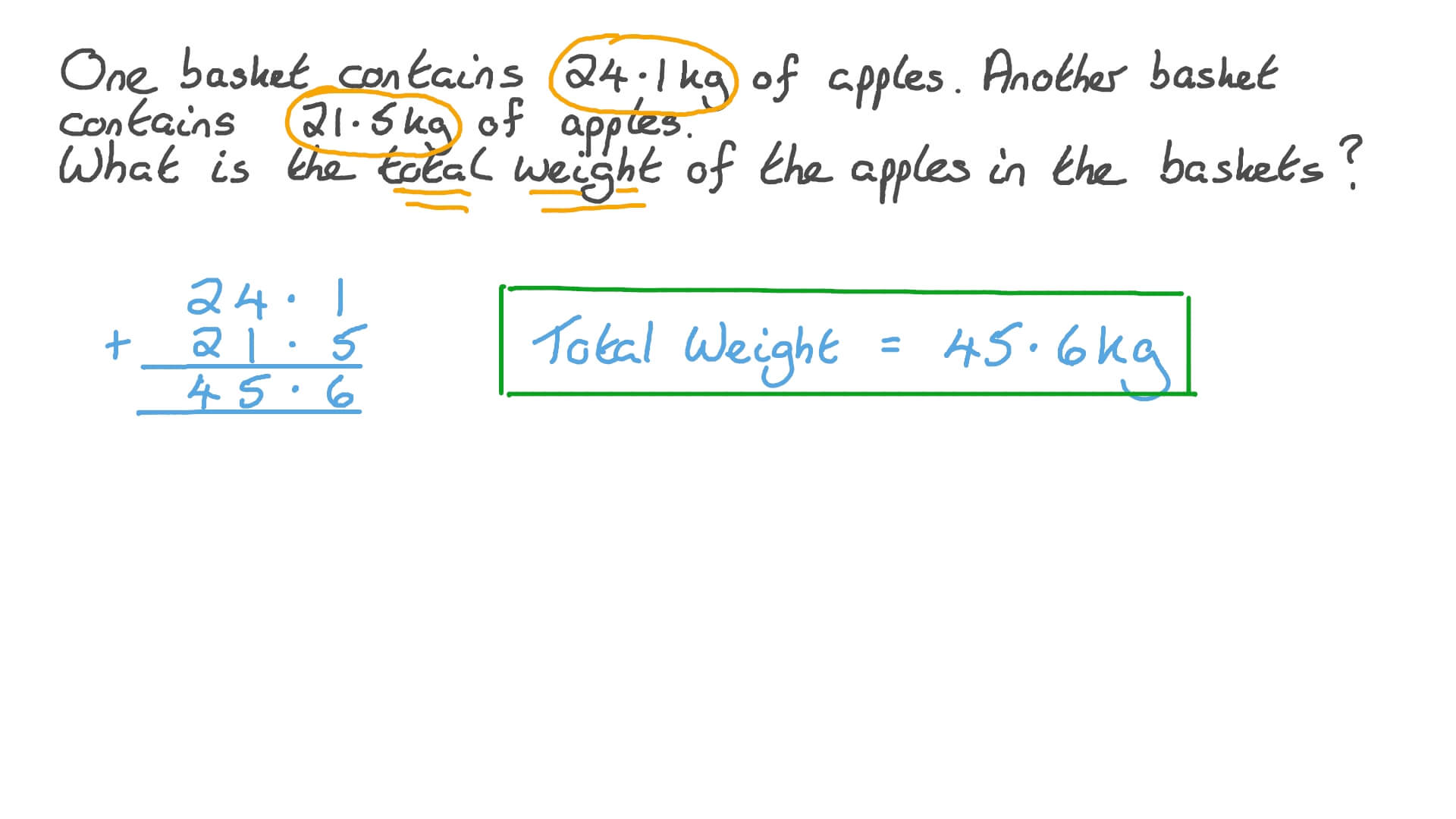Question Video: Solving Word Problems Involving the Addition of Decimal ...