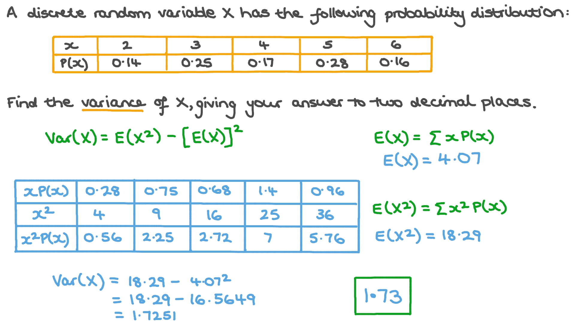 ion Video Calculating The Variance Of A Discrete Random Variable