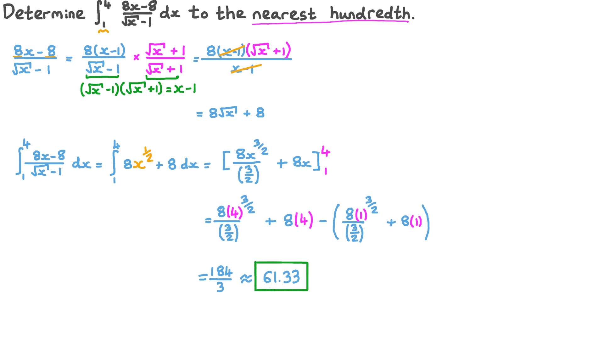 Question Video: Finding the Integration of a Function Involving Using the Factorization of the ...