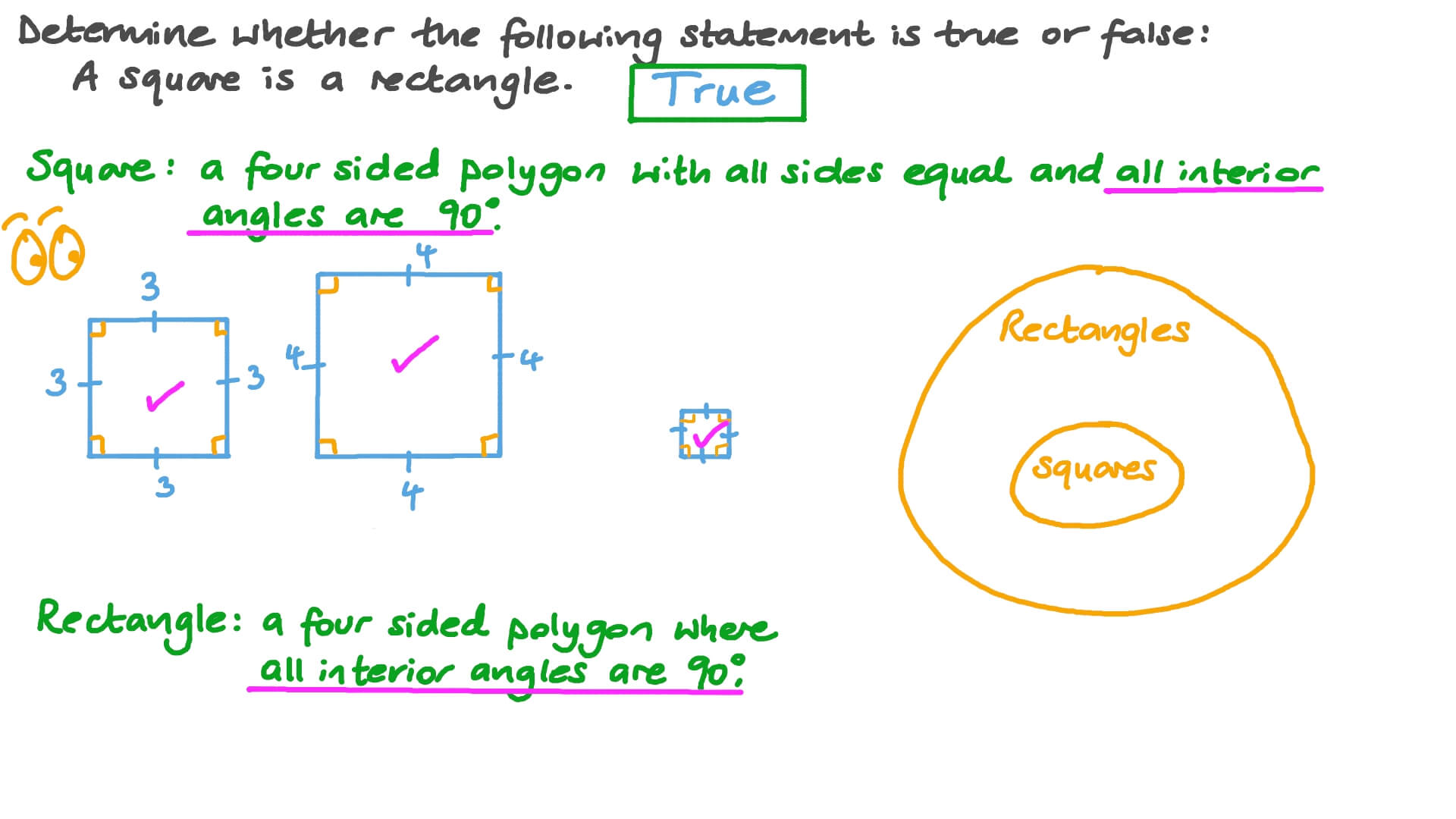 Question Video Determining If A Square Is A Rectangle Nagwa