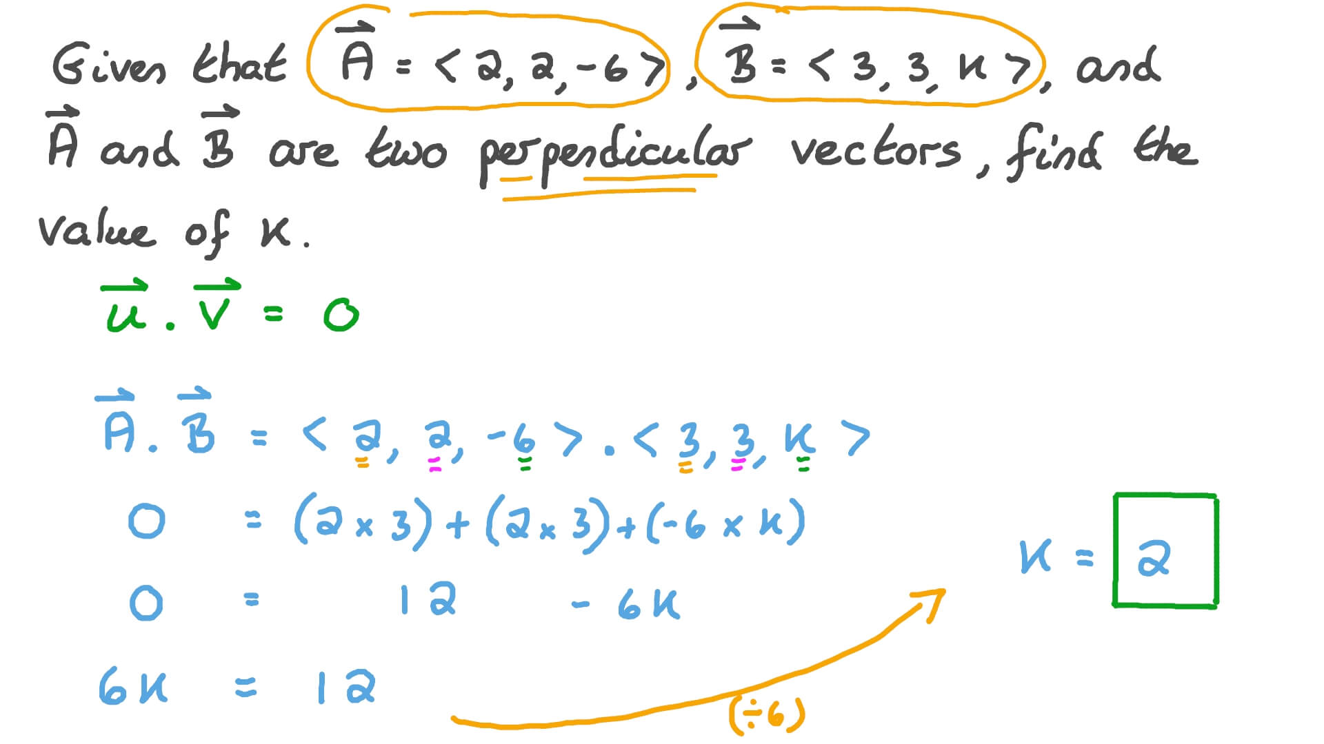 ion Video Finding The Unknown Value Of Two Perpendicular Vectors 