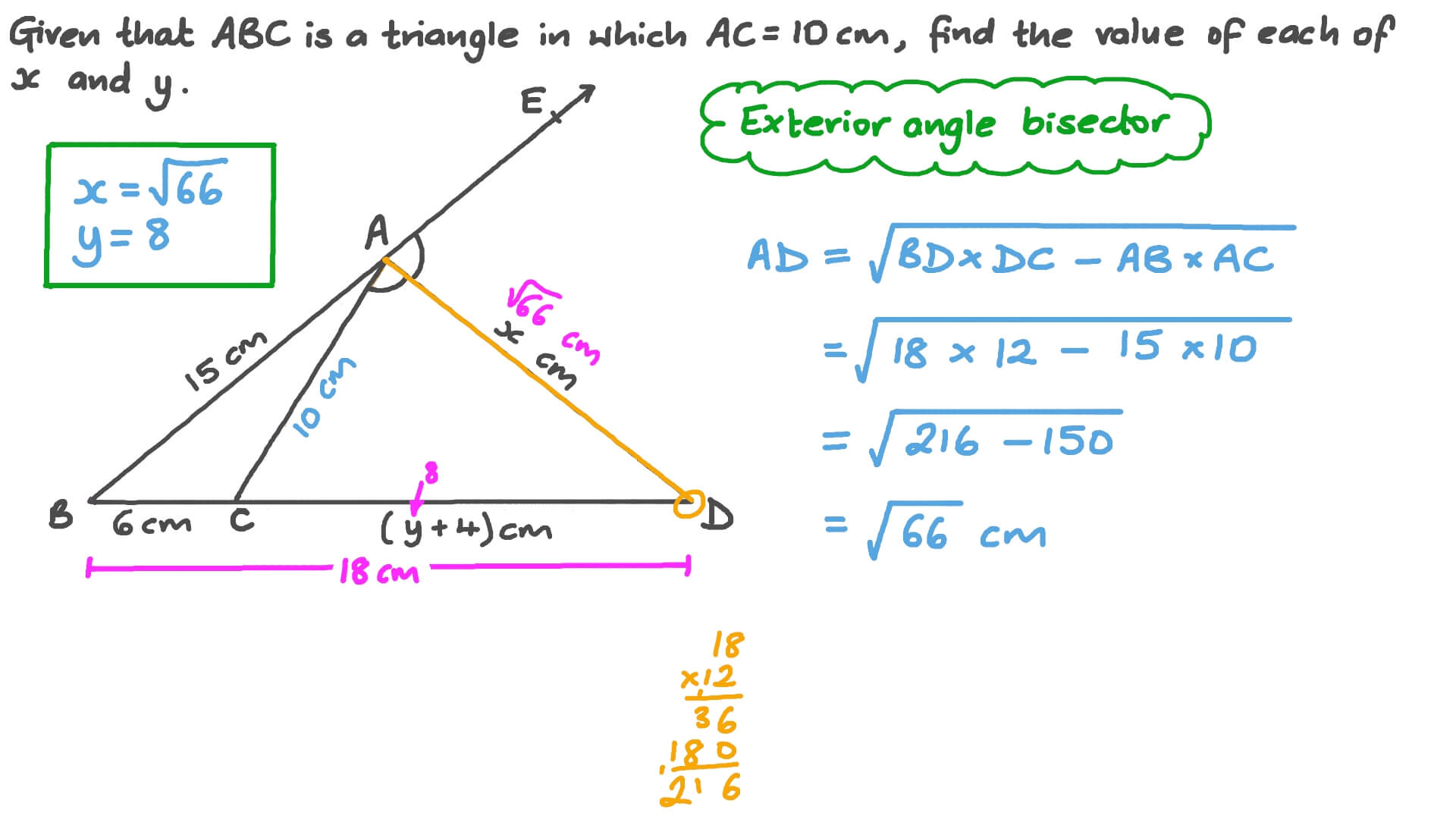 ion Video Using The Angle Bisector Theorem To Find Unknown Terms