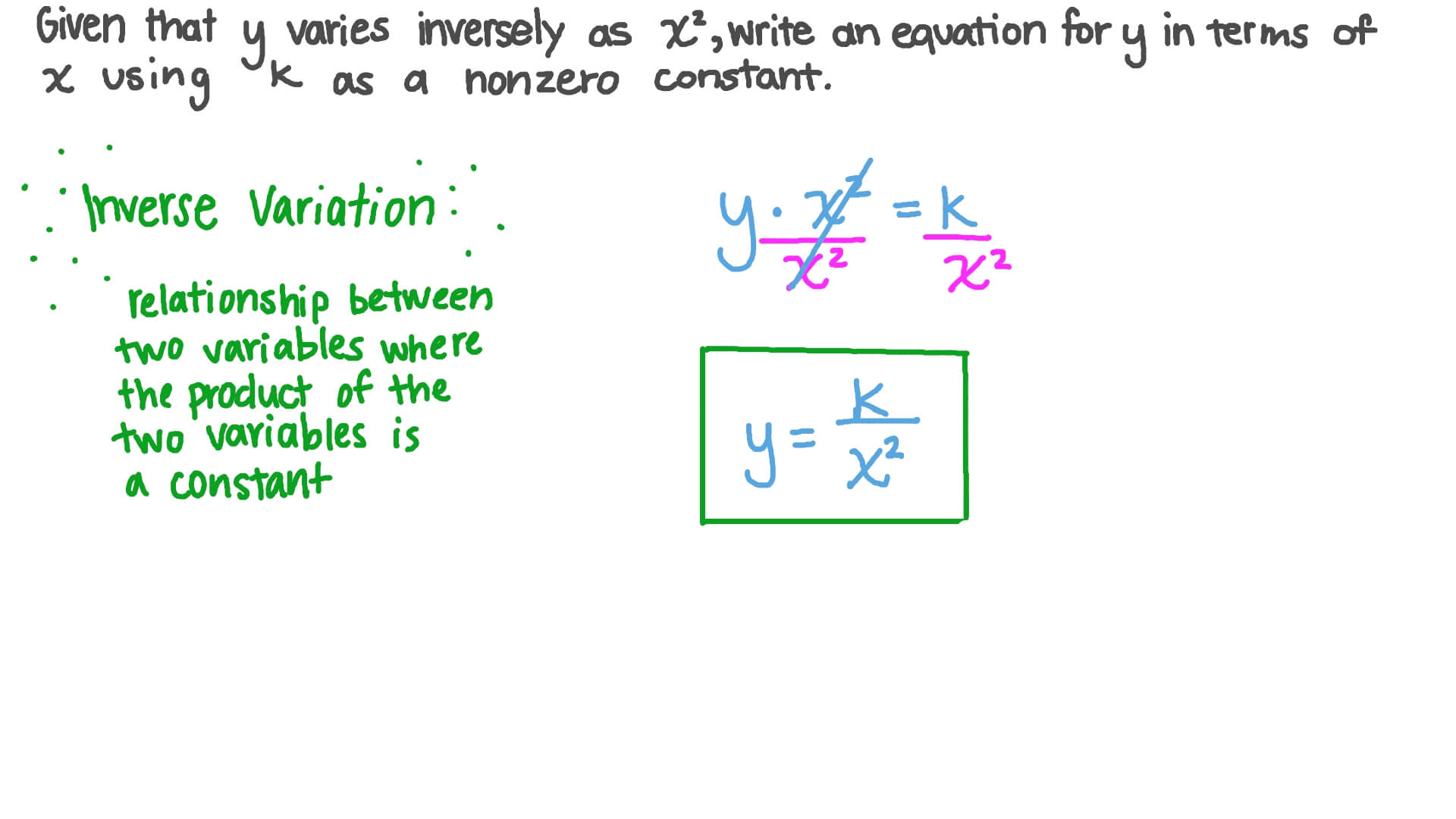 Question Video Writing An Equation To Describe A Proportional