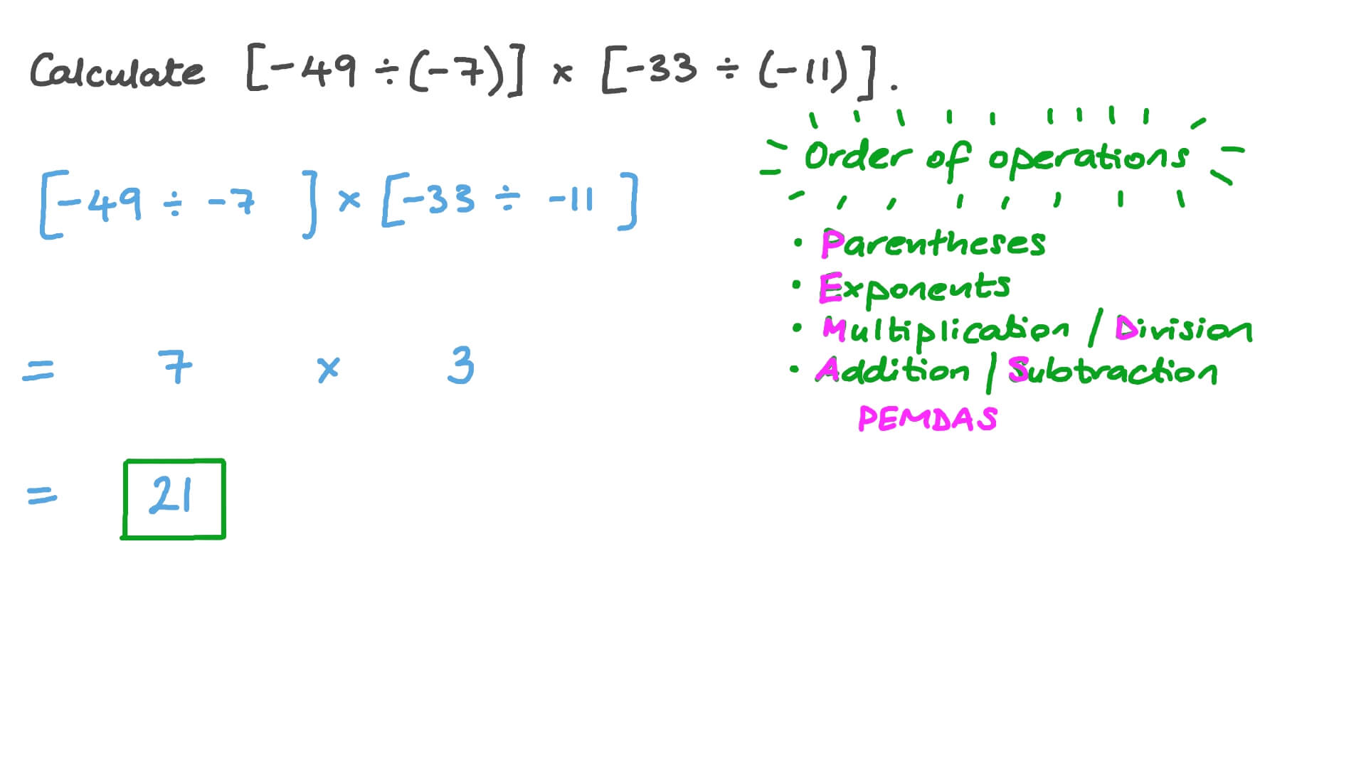 Question Video Applying The Order Of Operations In Mathematical