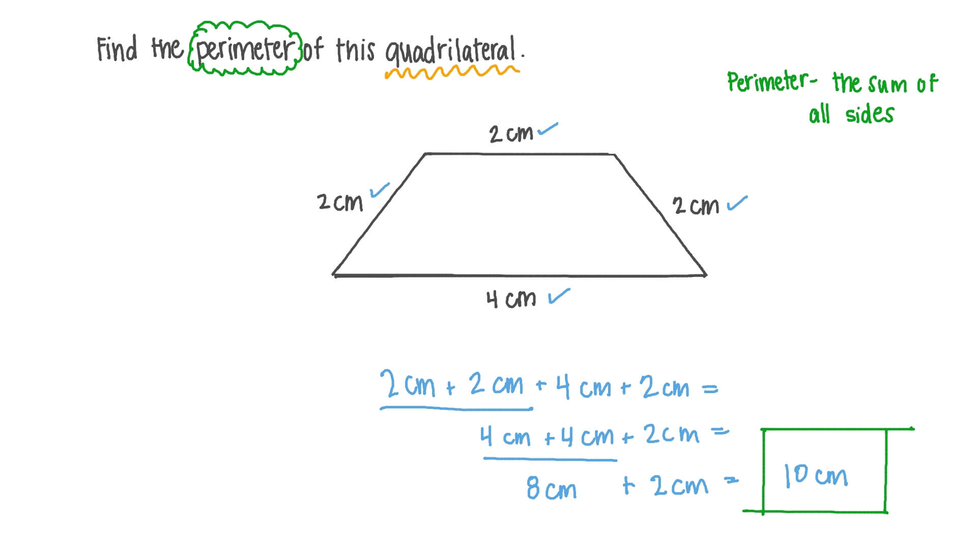 Question Video Finding The Perimeter Of A Quadrilateral Given Its