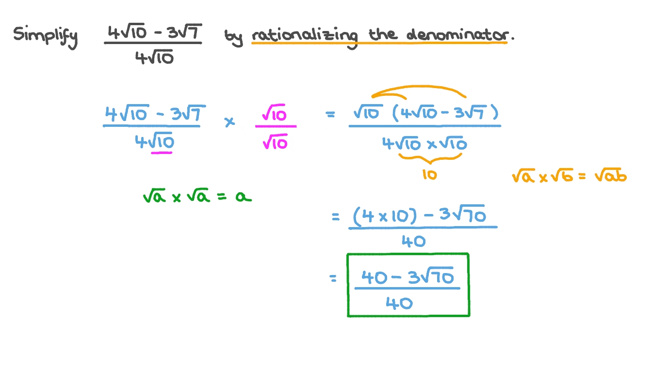 Question Video: Simplifying Numerical Expressions Using Rationalization | Nagwa