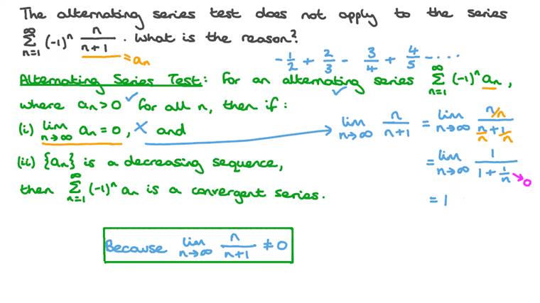 Lesson: Alternating Series Test | Nagwa