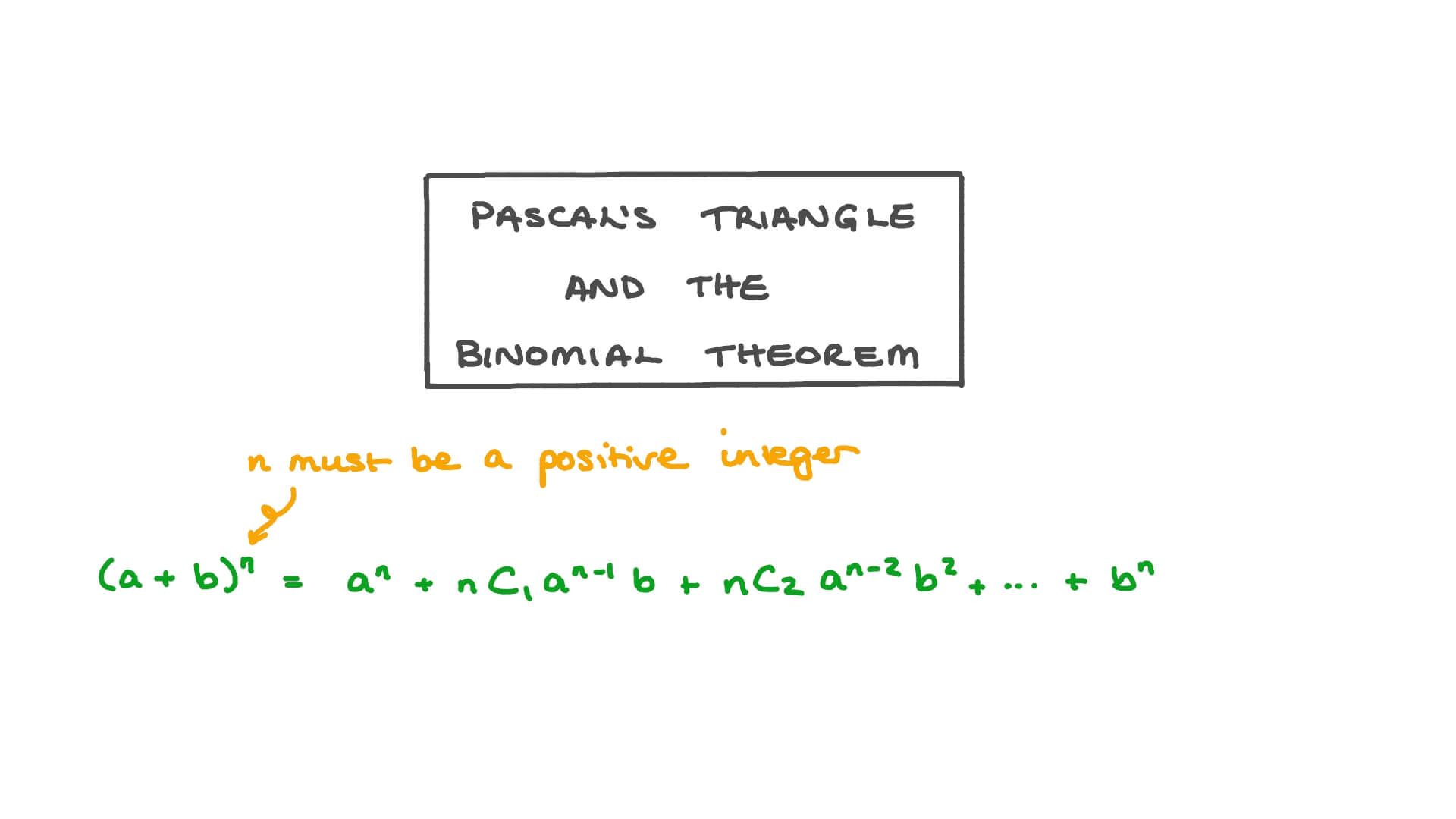 Lesson Video Pascal s Triangle And The Binomial Theorem Nagwa