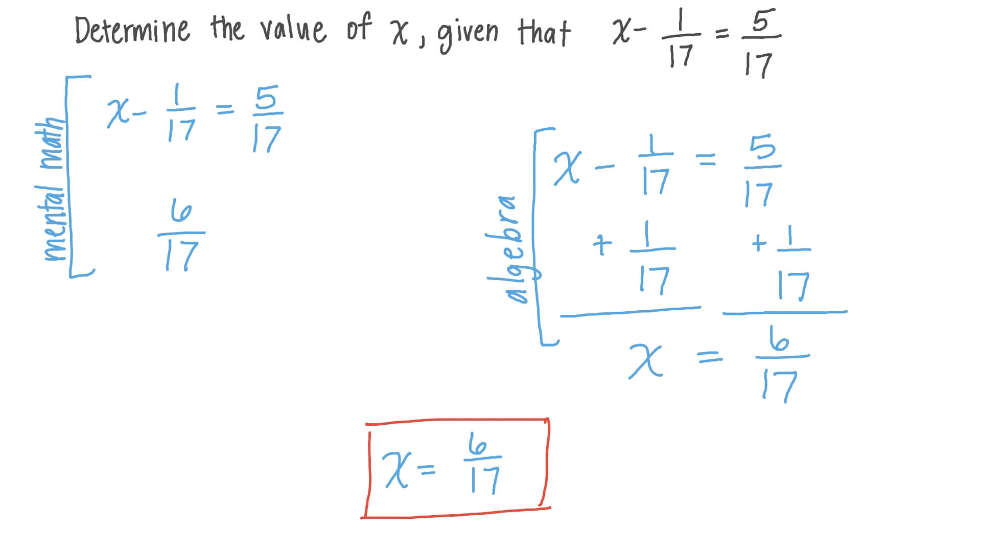 Question Video Solving One Step Addition Linear Equations Involving