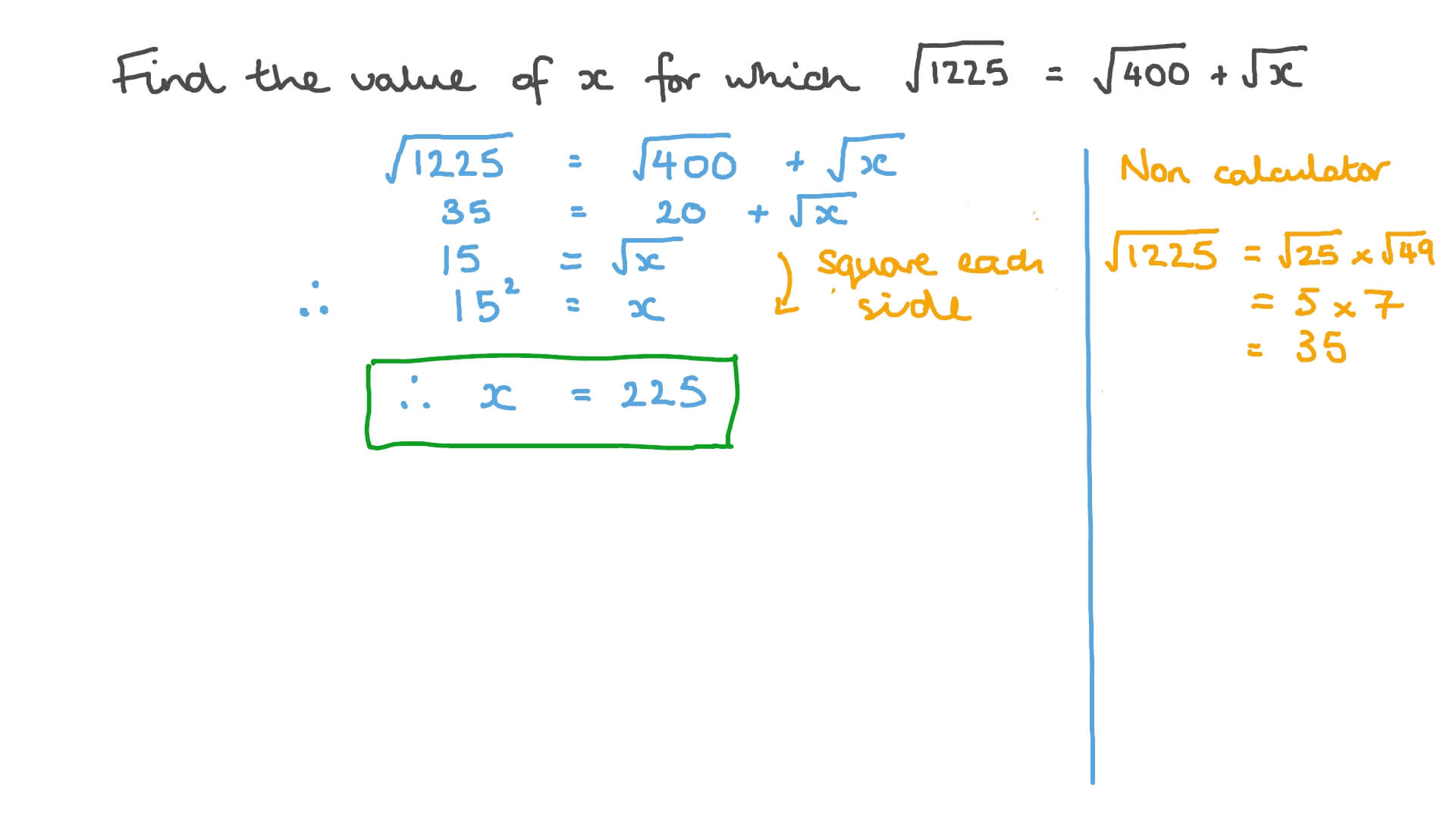 Question Video Finding The Solution Set Of Radical Equations Nagwa
