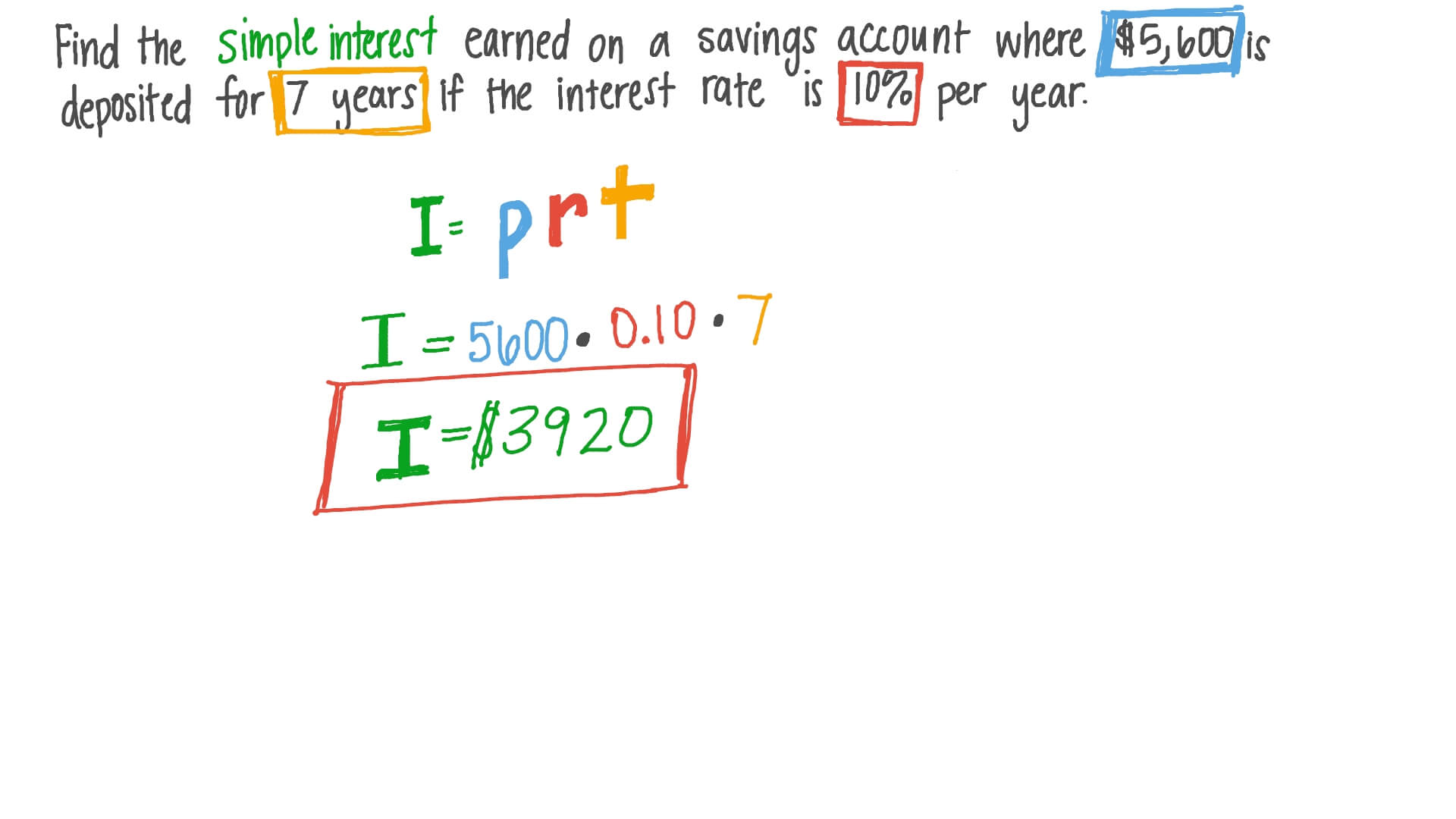 Question Video Calculating The Simple Interest Given The Principal And