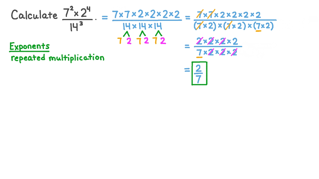 Question Video: Computing Numerical Expressions Using Laws of Exponents | Nagwa