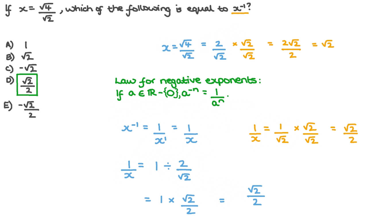 Question Video: Evaluating an Expression Involving a Negative Integer Exponent | Nagwa