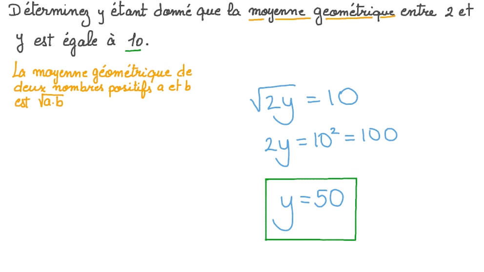 Question Video: Utilisation de la moyenne géométrique pour déterminer ...