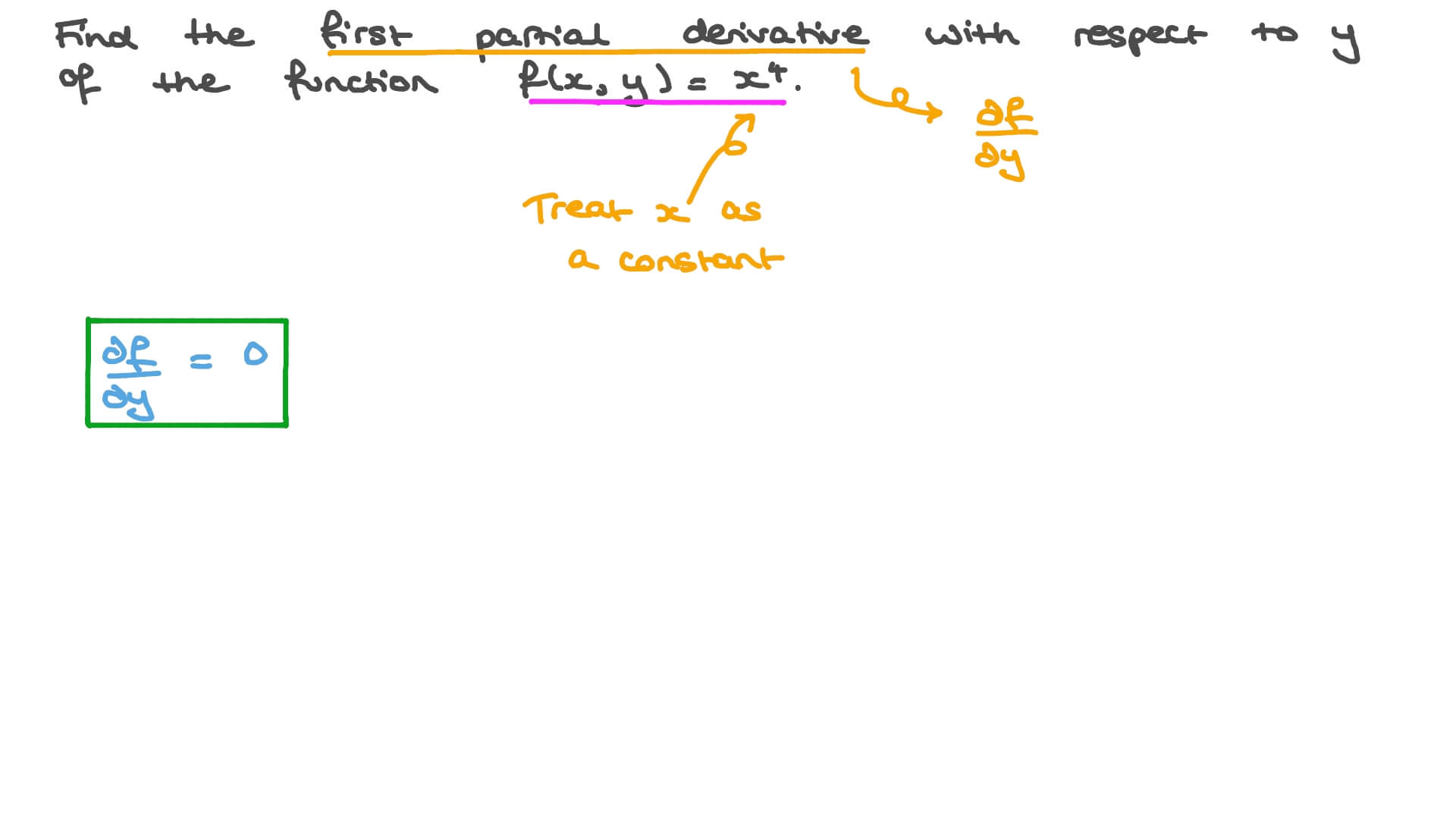 Question Video: Finding the First Partial Derivative in a Multivariable ...