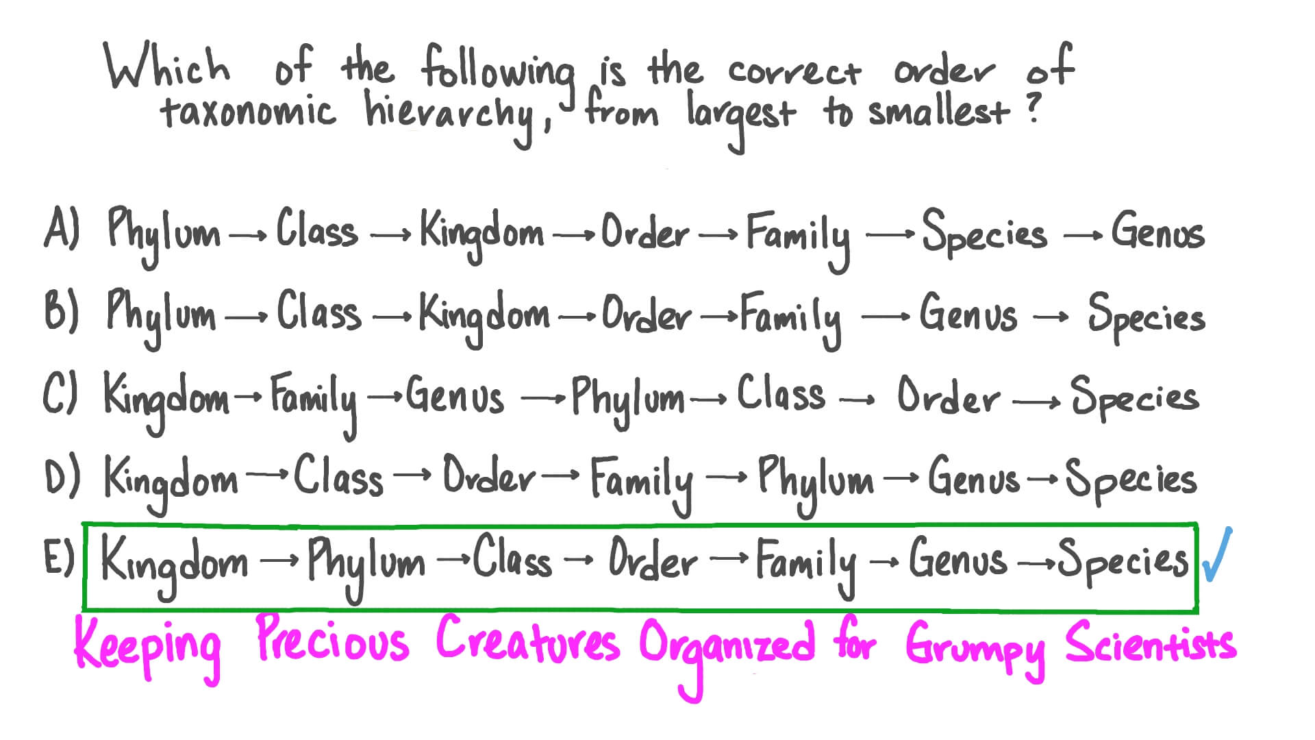 ion Video Recalling The Correct Order Of The Taxonomic Hierarchy