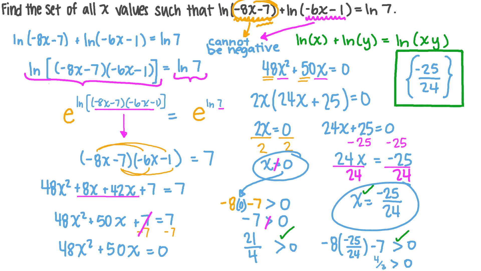 Question Video: Solving Logarithmic Equations | Nagwa