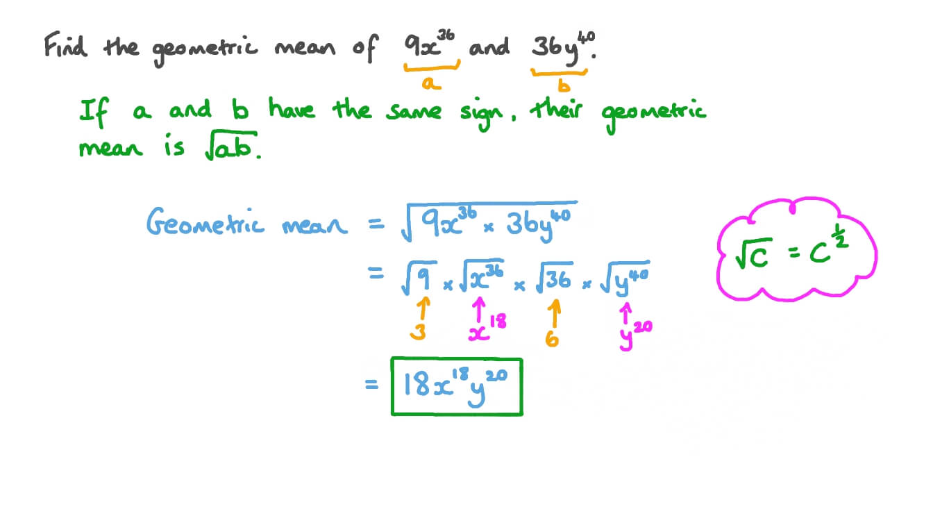 Question Video Finding Geometric Mean Of Two Algebraic Expressions Nagwa