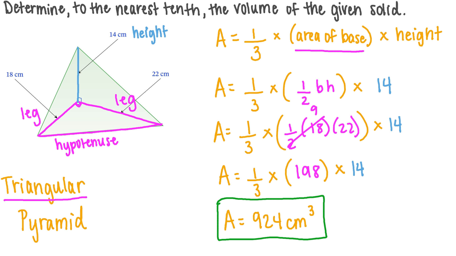 Question Video Finding The Volume Of A Pyramid Nagwa