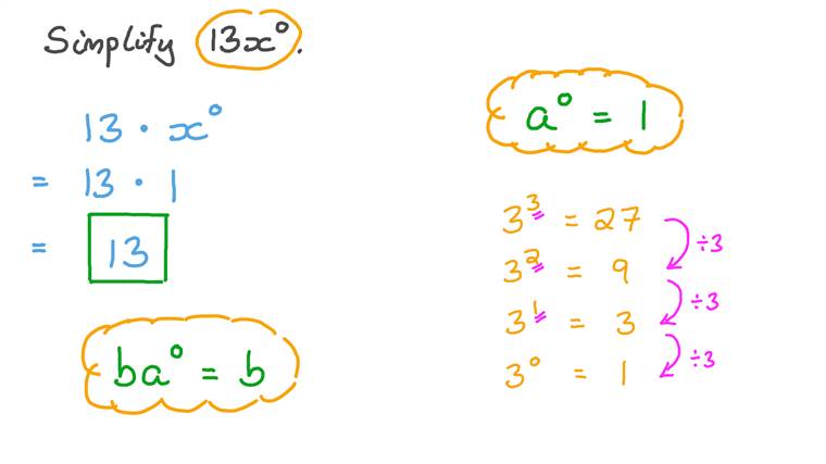 Lesson: Simplifying Monomials: Zero Exponents | Nagwa