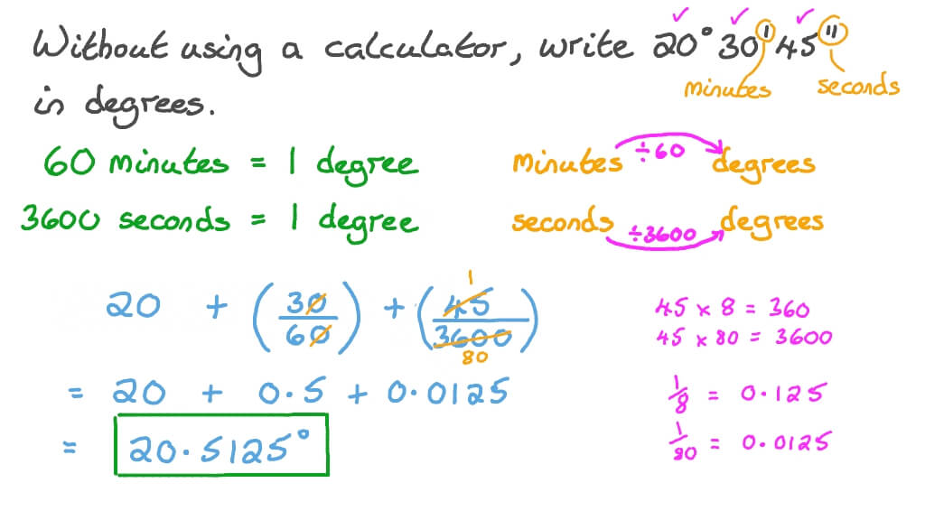 Question Video Converting An Angle Expressed In Degrees Minutes And 