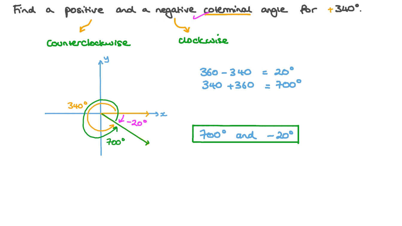 Question Video Identifying Multiple Equivalent Coterminal Angles Nagwa
