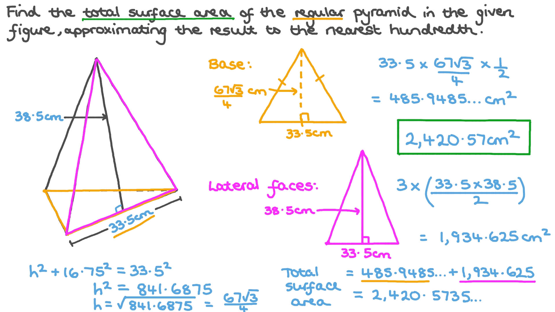 ion Video Finding The Total Surface Area Of A Pyramid Nagwa