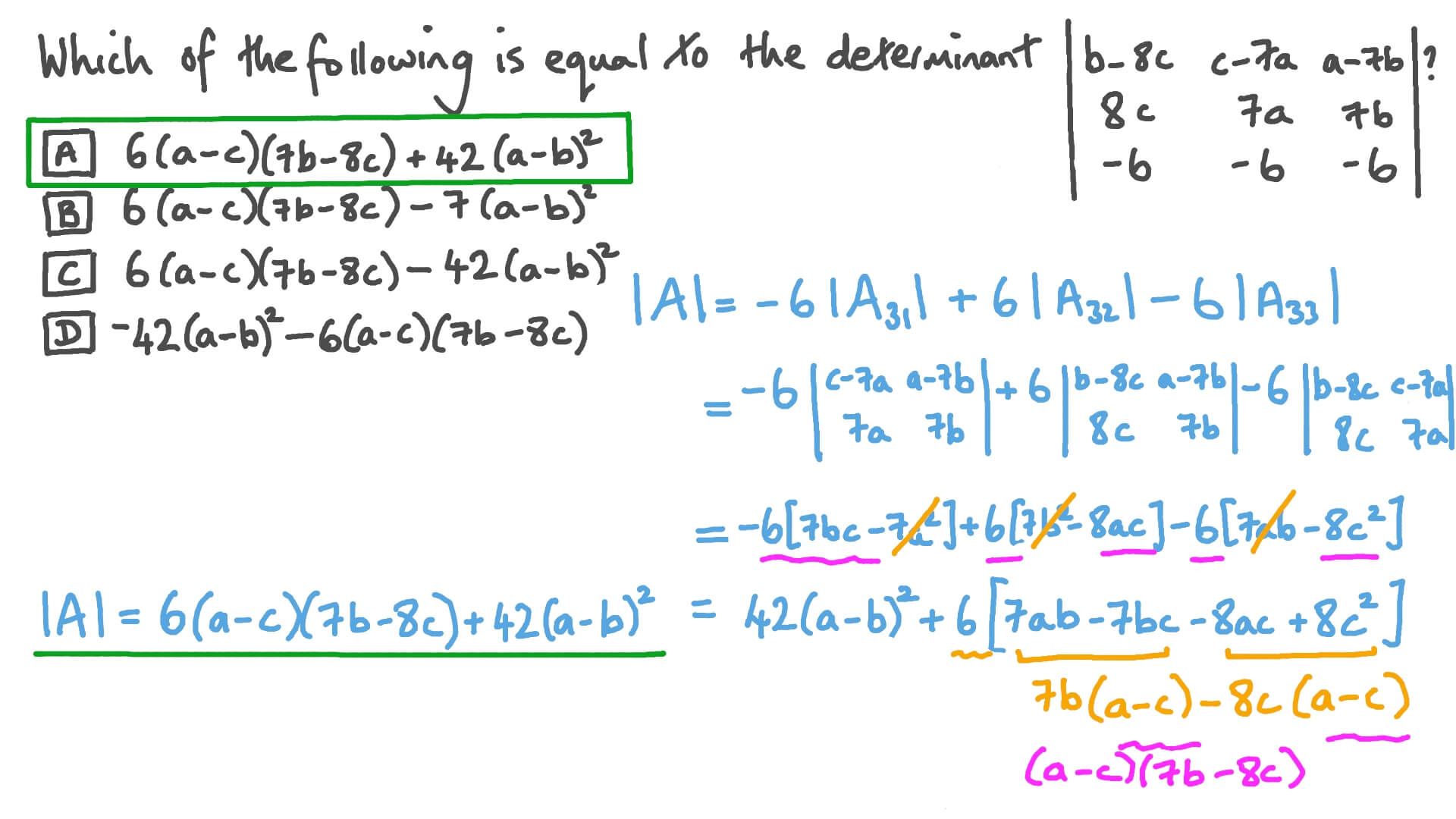 Question Video: Finding a Three-by-Three Determinant | Nagwa