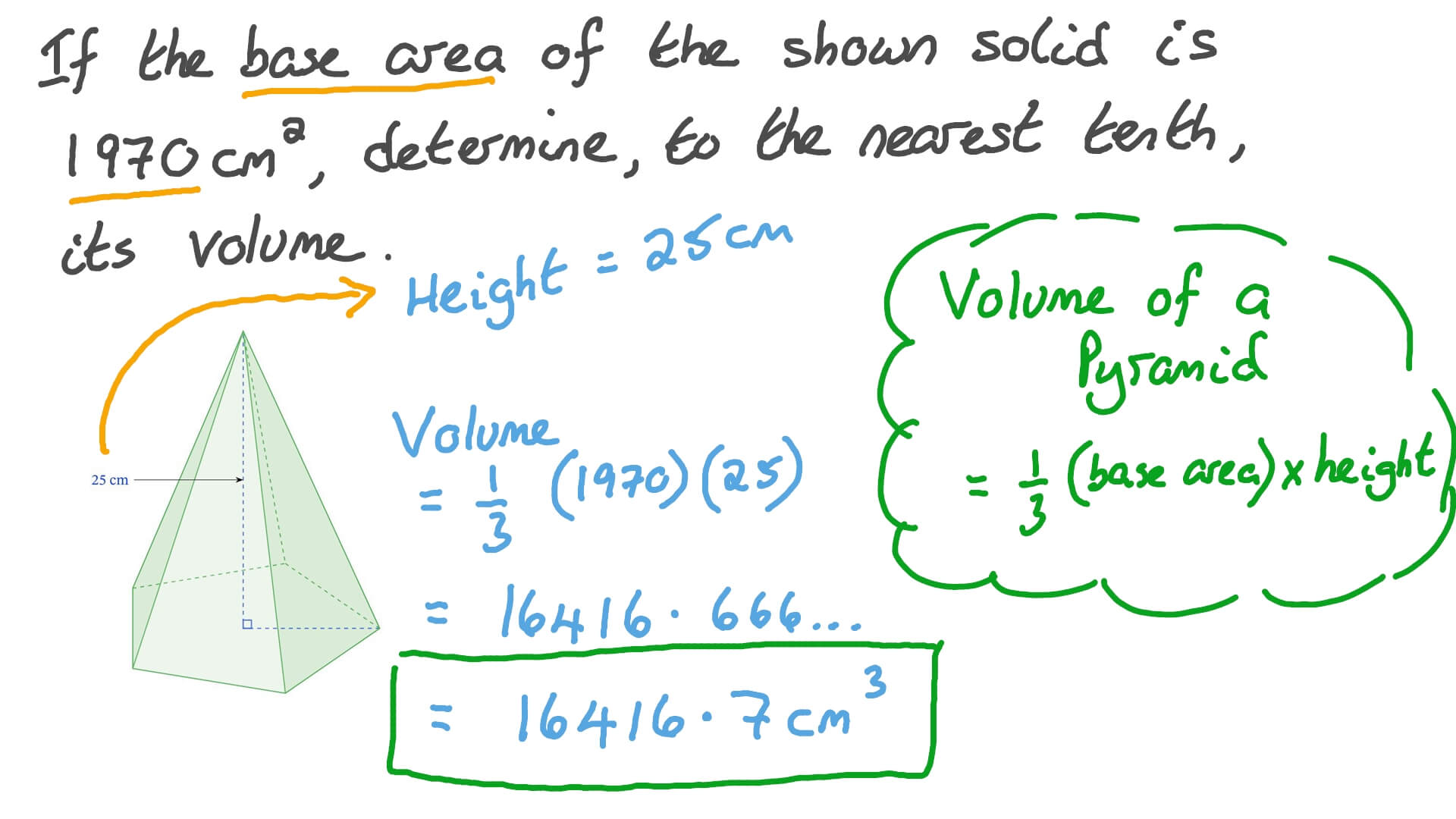 Question Video: Finding the Volume of Pyramids | Nagwa