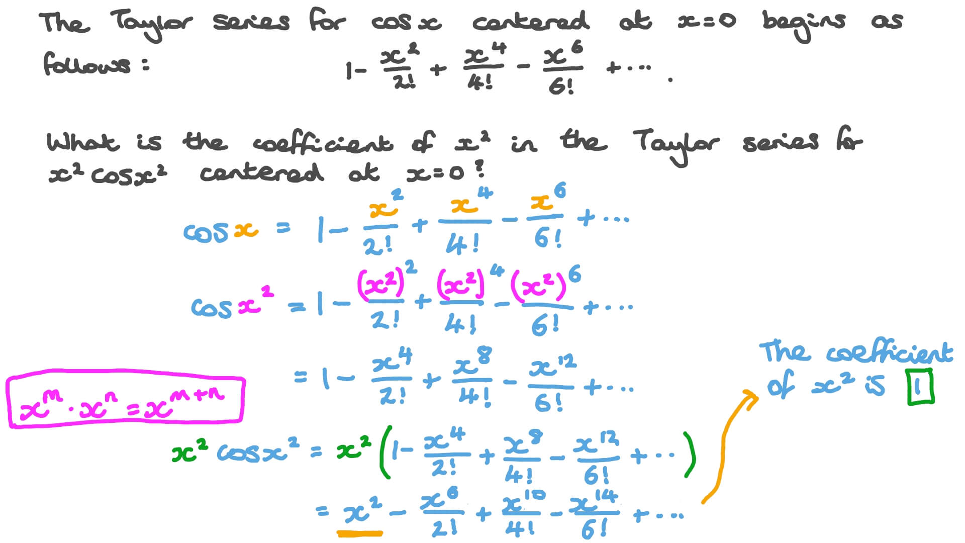 Video: Find a Coefficient in a Taylor Series Using a Known Taylor ...