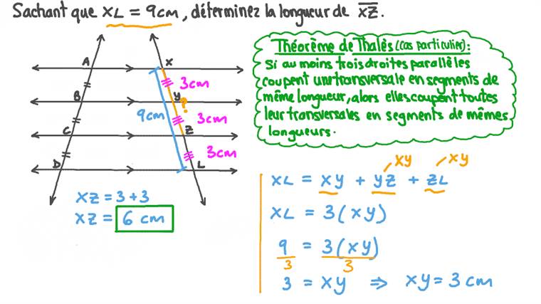 Leçon: Droites parallèles et sécantes : parties proportionnelles | Nagwa