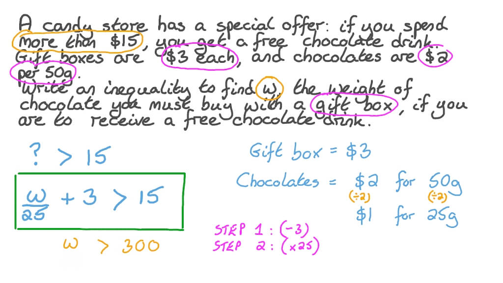 Question Video: Creating Linear Inequalities with One Variable | Nagwa