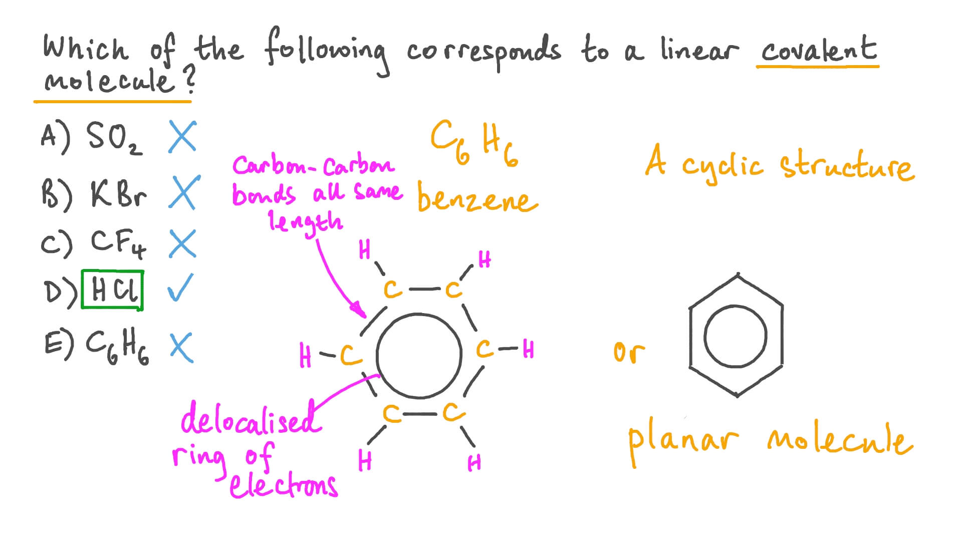 Video: Identifying the Linear Covalent Molecule in a Set of Chemical ...