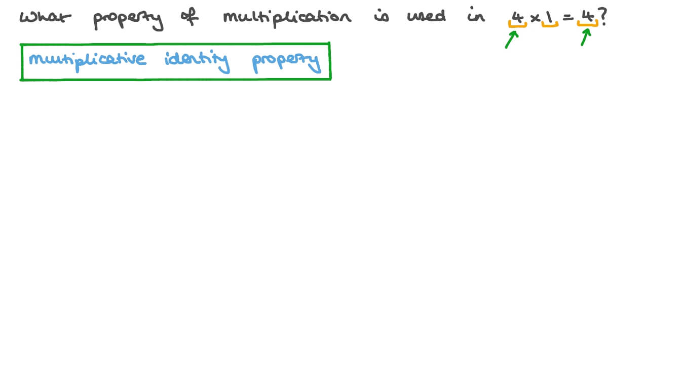Question Video: Identifying the Properties of Multiplication in a Set ...