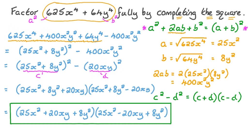 Question Video Factoring A Binomial By Completing The Square Nagwa