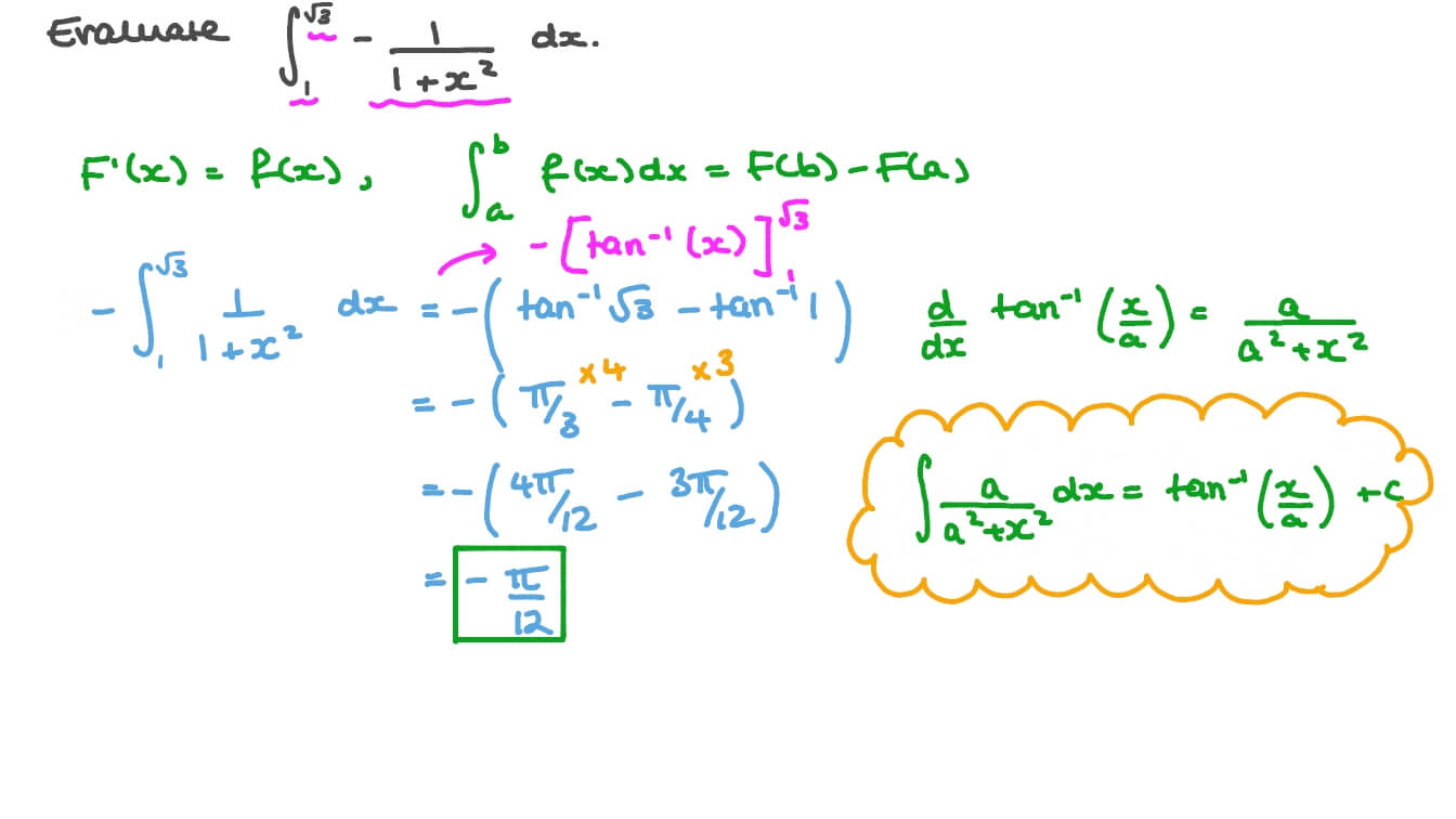 Question Video: Evaluating the Definite Integration of a Standard Integral | Nagwa