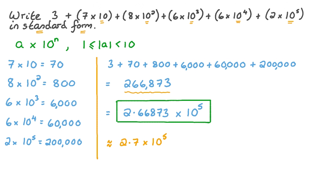 Question Video Converting Numbers From Expanded To Standard Form Nagwa