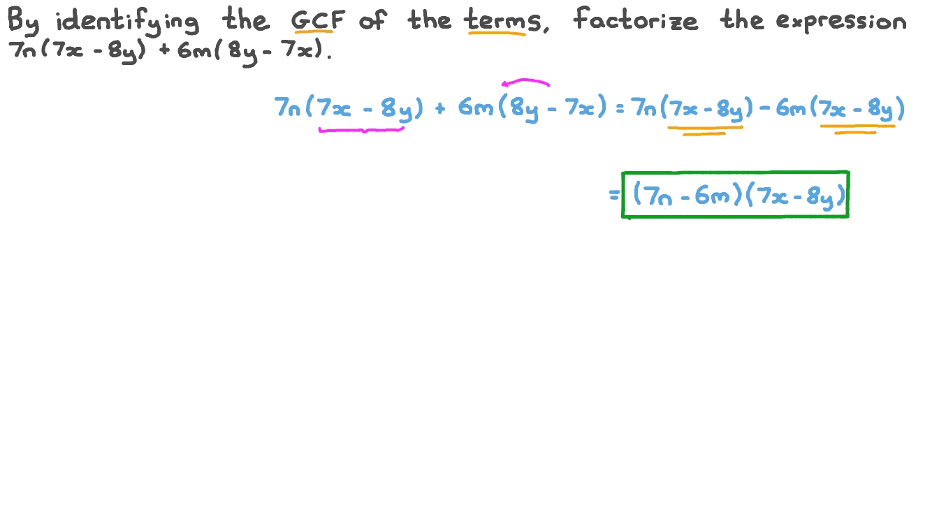 Question Video: Factorizing Algebraic Expressions by Taking Out the GCF | Nagwa